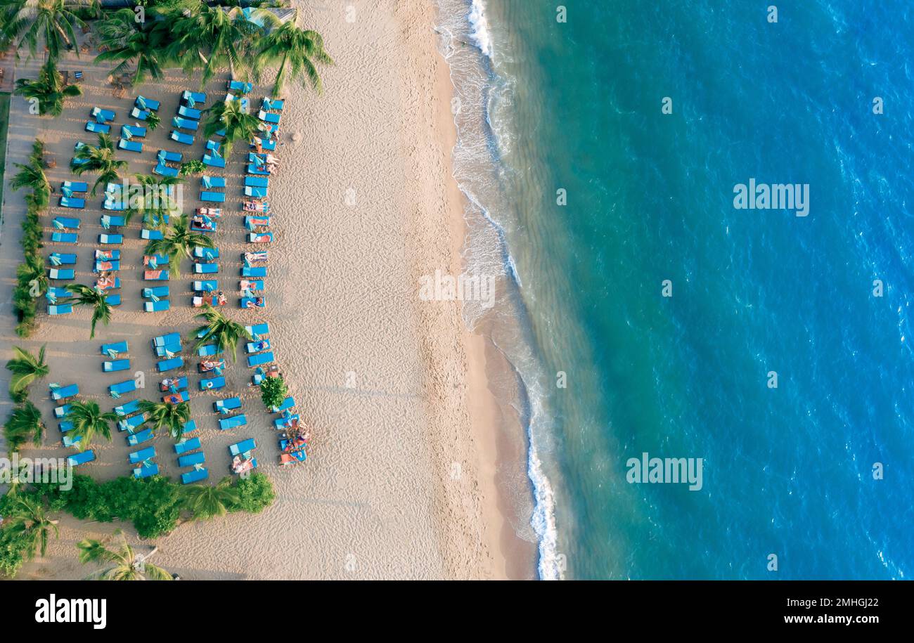 aerial view of beautiful beach with blue ocean Stock Photo - Alamy
