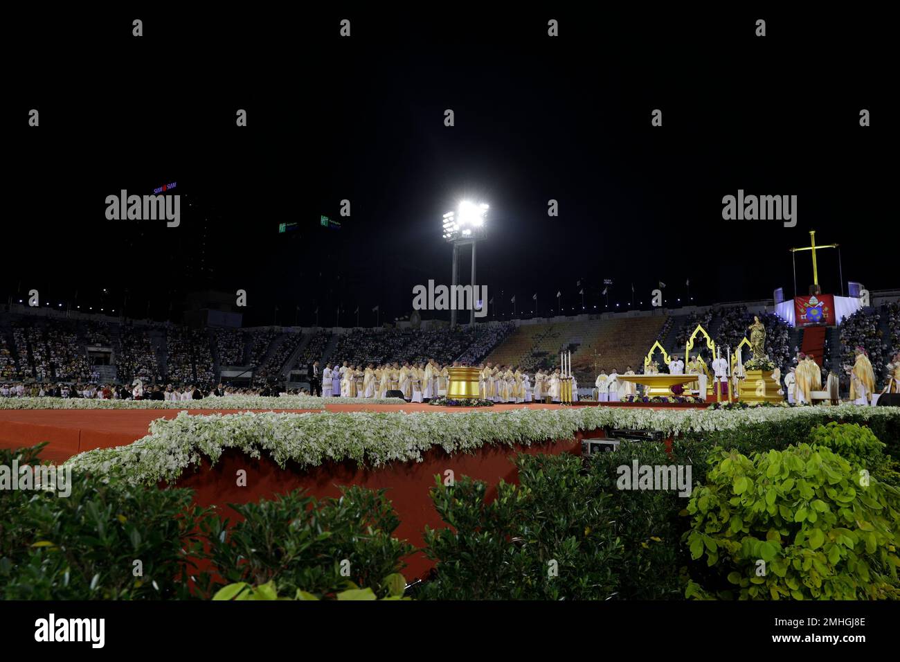 Pope Francis celebrates a Mass at National Stadium Thursday, Nov. 21 ...