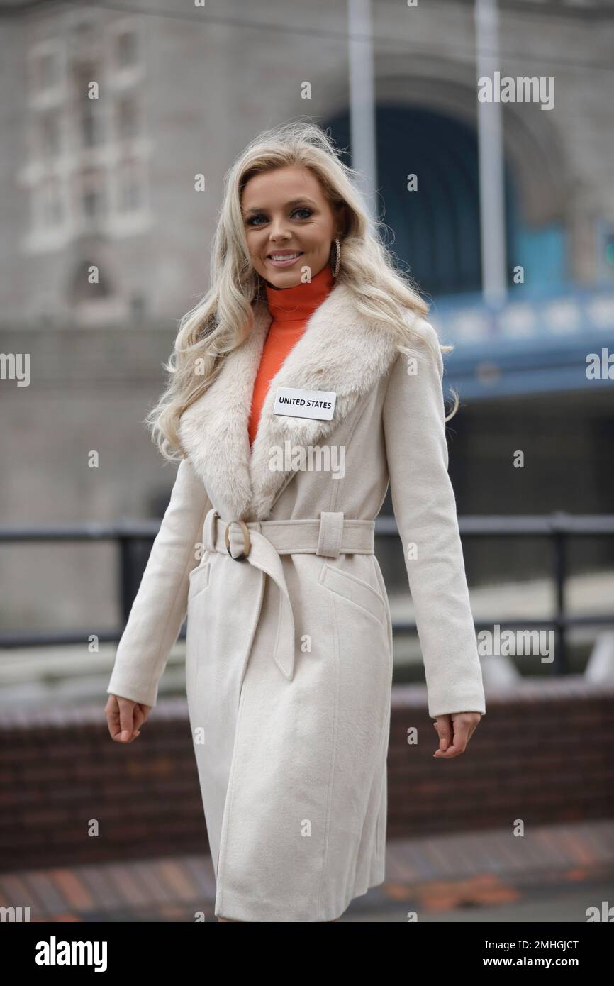 The United States Miss World contestant Emmy Cuvelier poses for ...