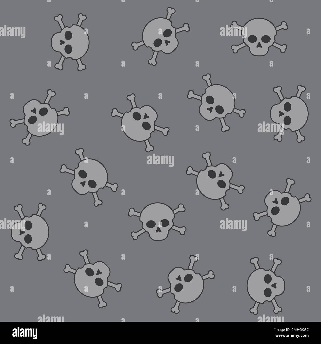 Vector pattern of skull with crossed bones isolated on grey background ...