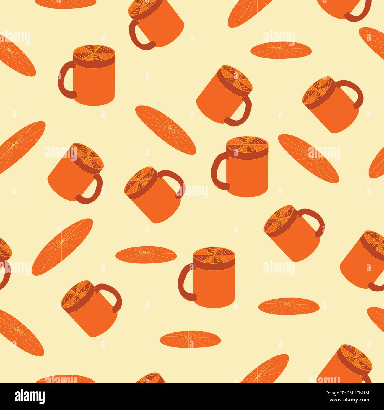 Cups and saucers bright seamless pattern. Tea, tea shop, coffee ...
