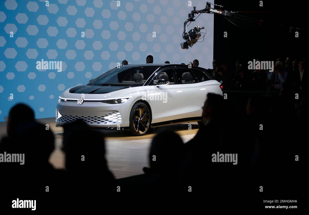 Volkswagen's VW I.D. Space Vizzion concept EV wagon is shown at the ...