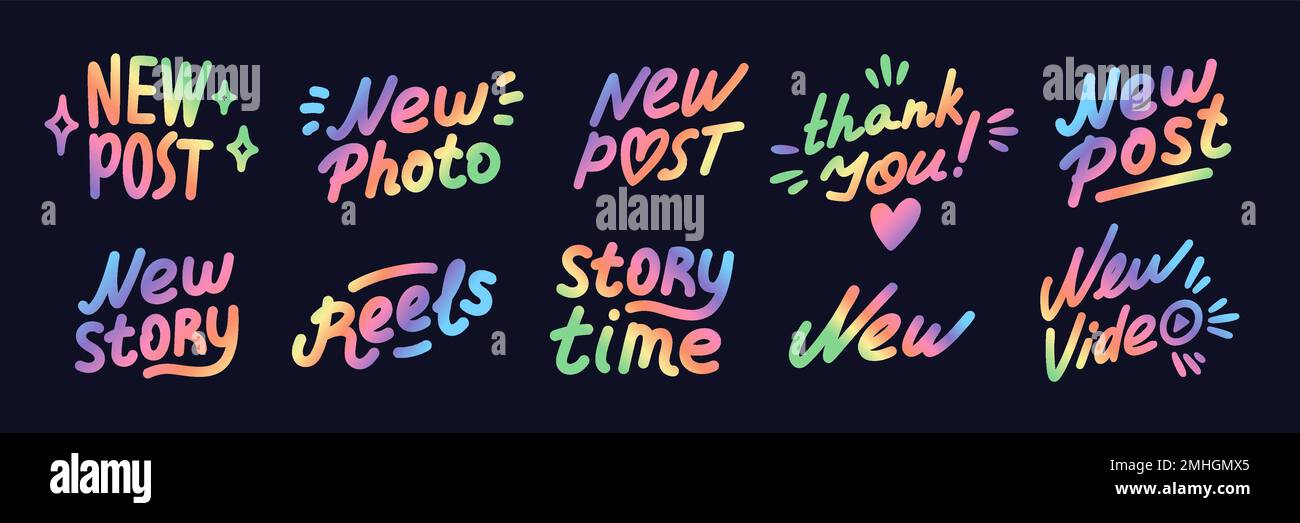 Blog content icons. Blogging or vlogging cartoon icons for social midea ...