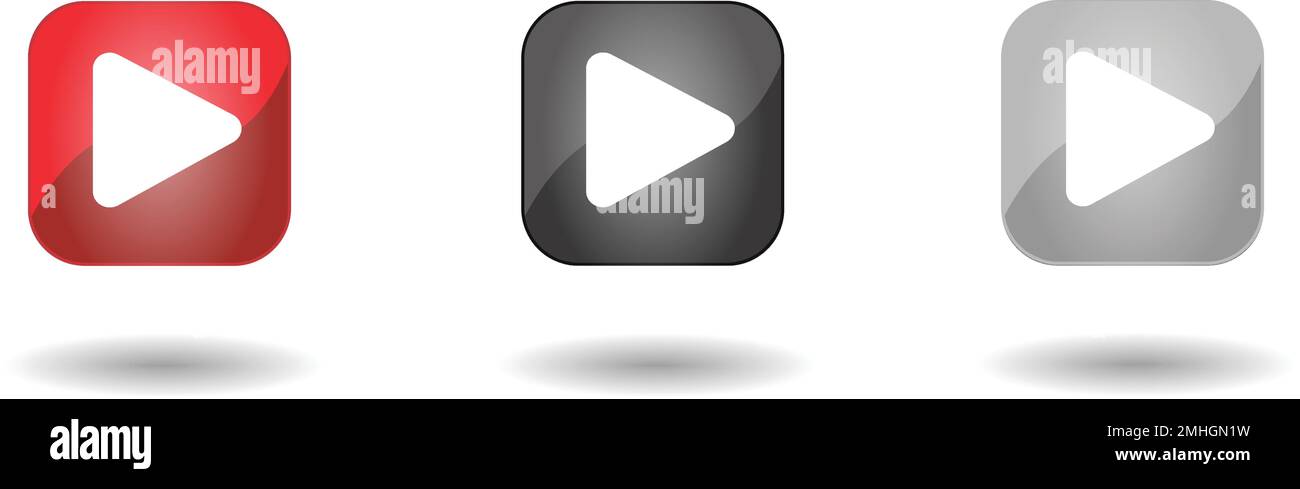 Play button symbols collection, video streaming, broadcasting icons set ...