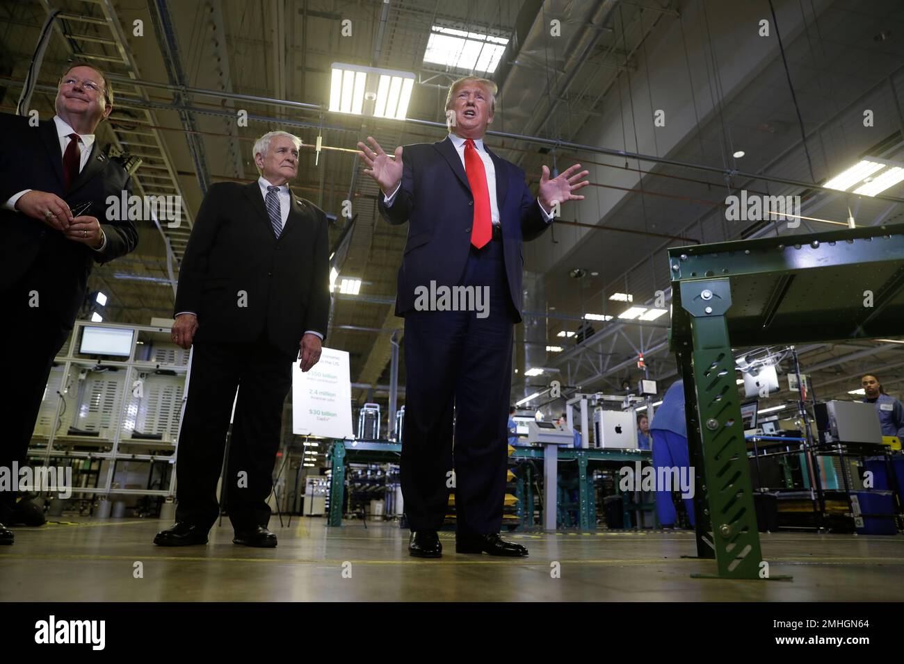 President Donald Trump speaks during a tour of an Apple manufacturing ...