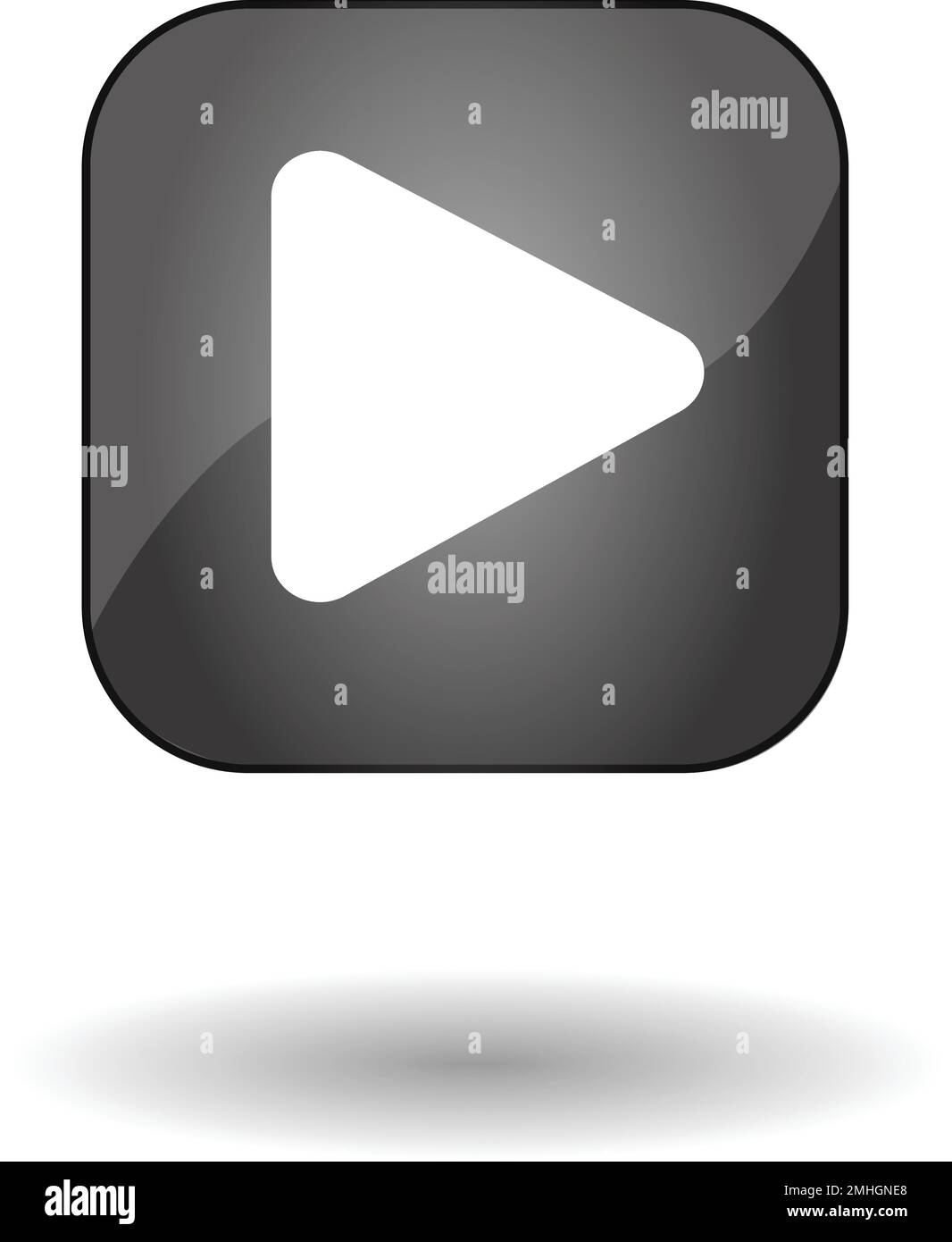 Black and grey play button symbol, video streaming, broadcasting icon ...