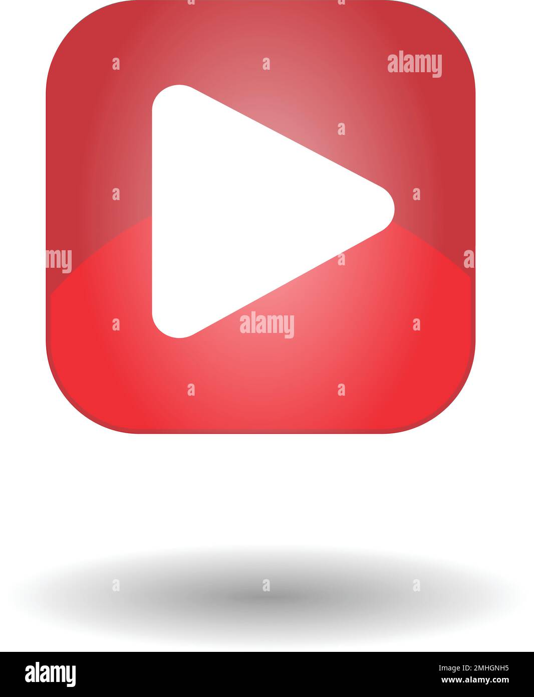 Red play button symbol, video streaming, broadcasting icon isolated ...