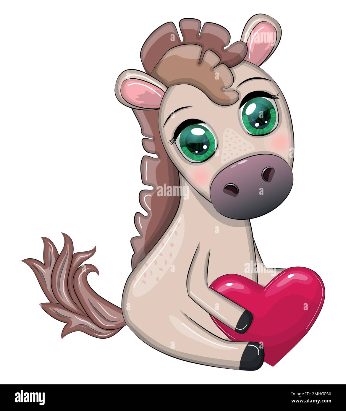 Cute horse with heart, valentine's day, love holiday. Family holiday ...