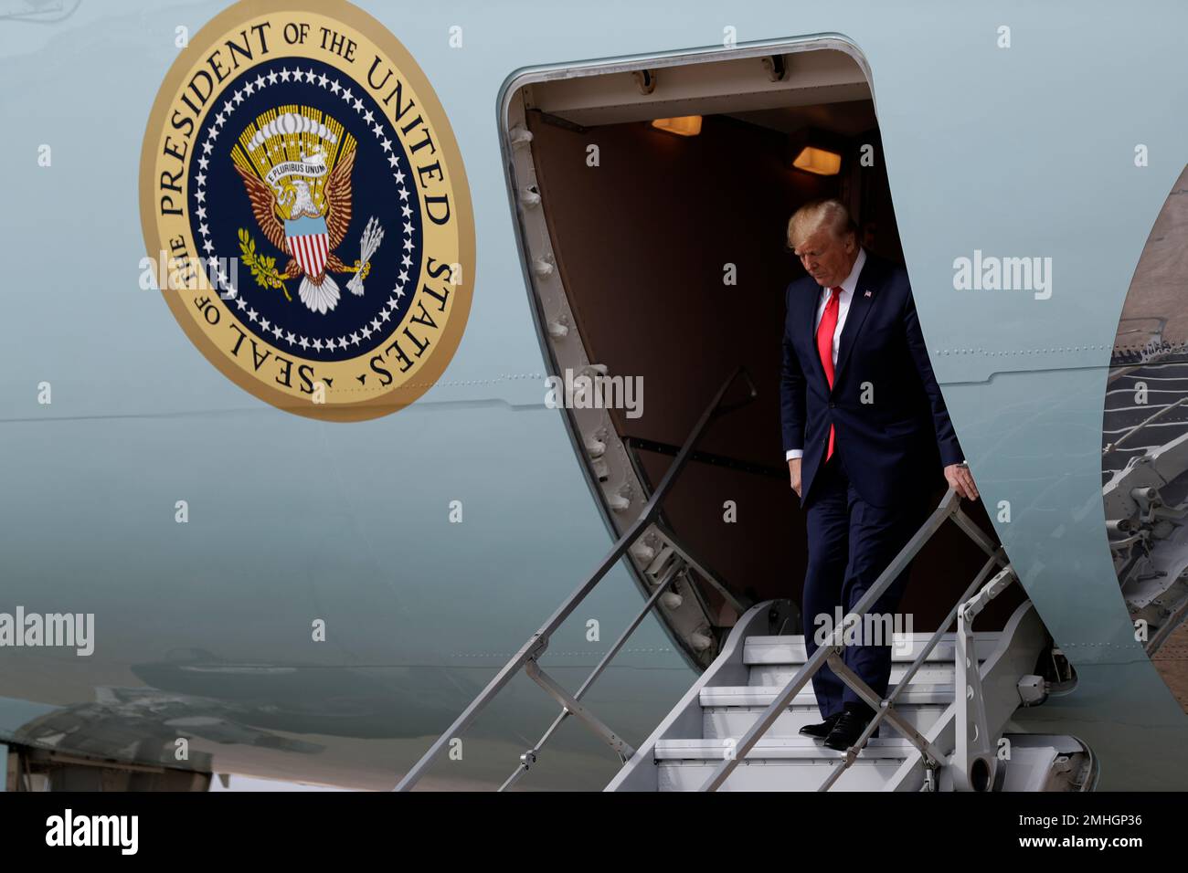President Donald Trump arrives at Austin-Bergstrom International ...