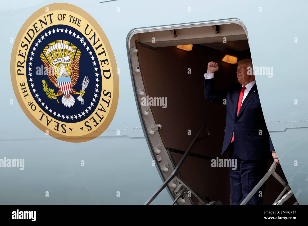 President Donald Trump arrives at Austin-Bergstrom International ...