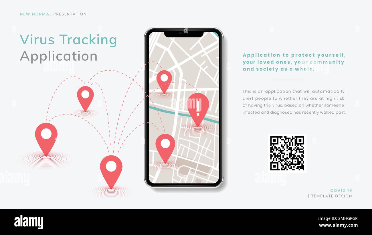 COVID-19 virus tracking app template vector new normal presentation ...
