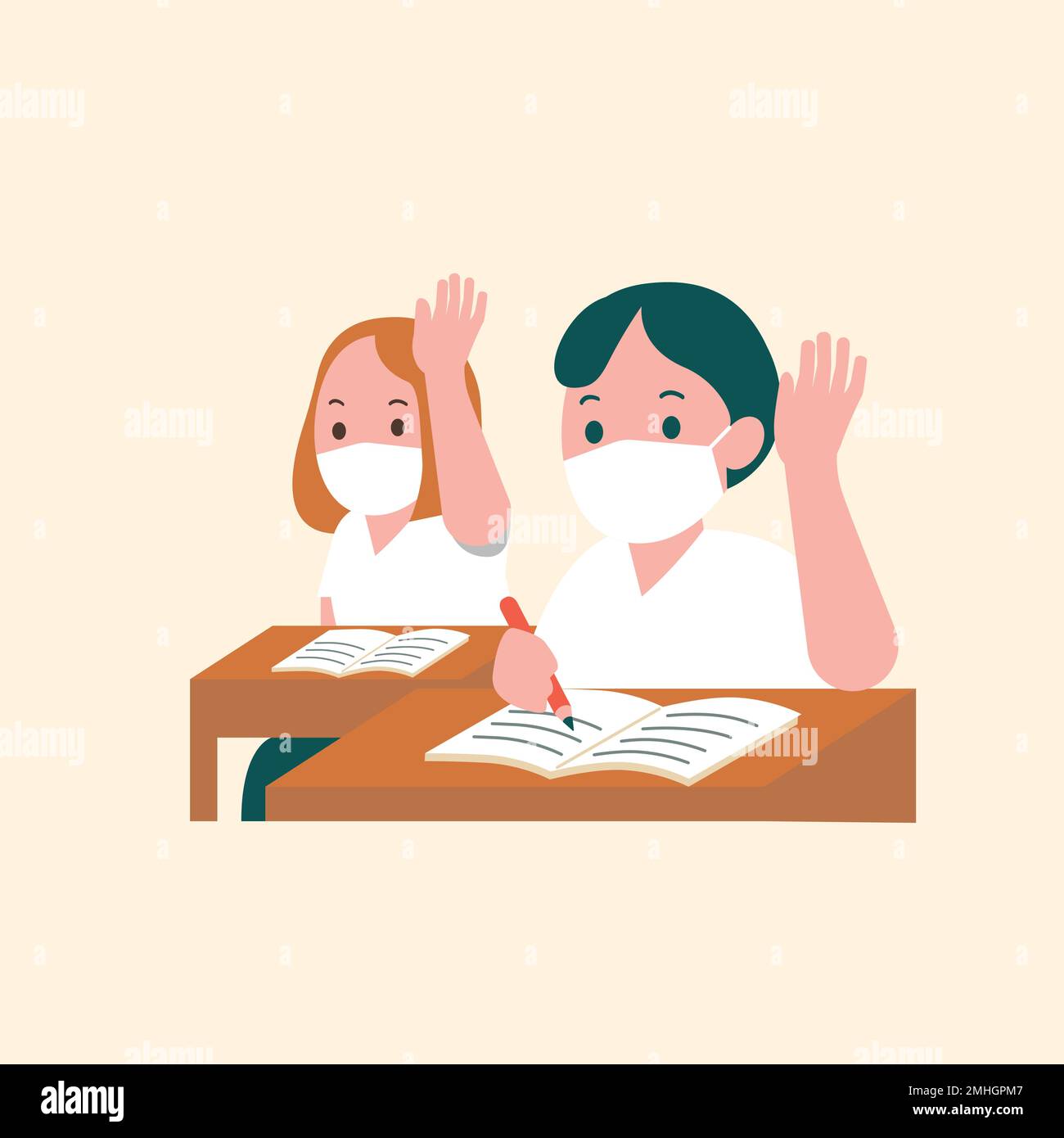 Students vector studying in the new normal character flat graphic Stock ...