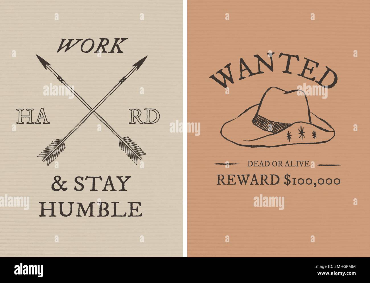 Cowboy themed poster template vector with editable text set Stock ...