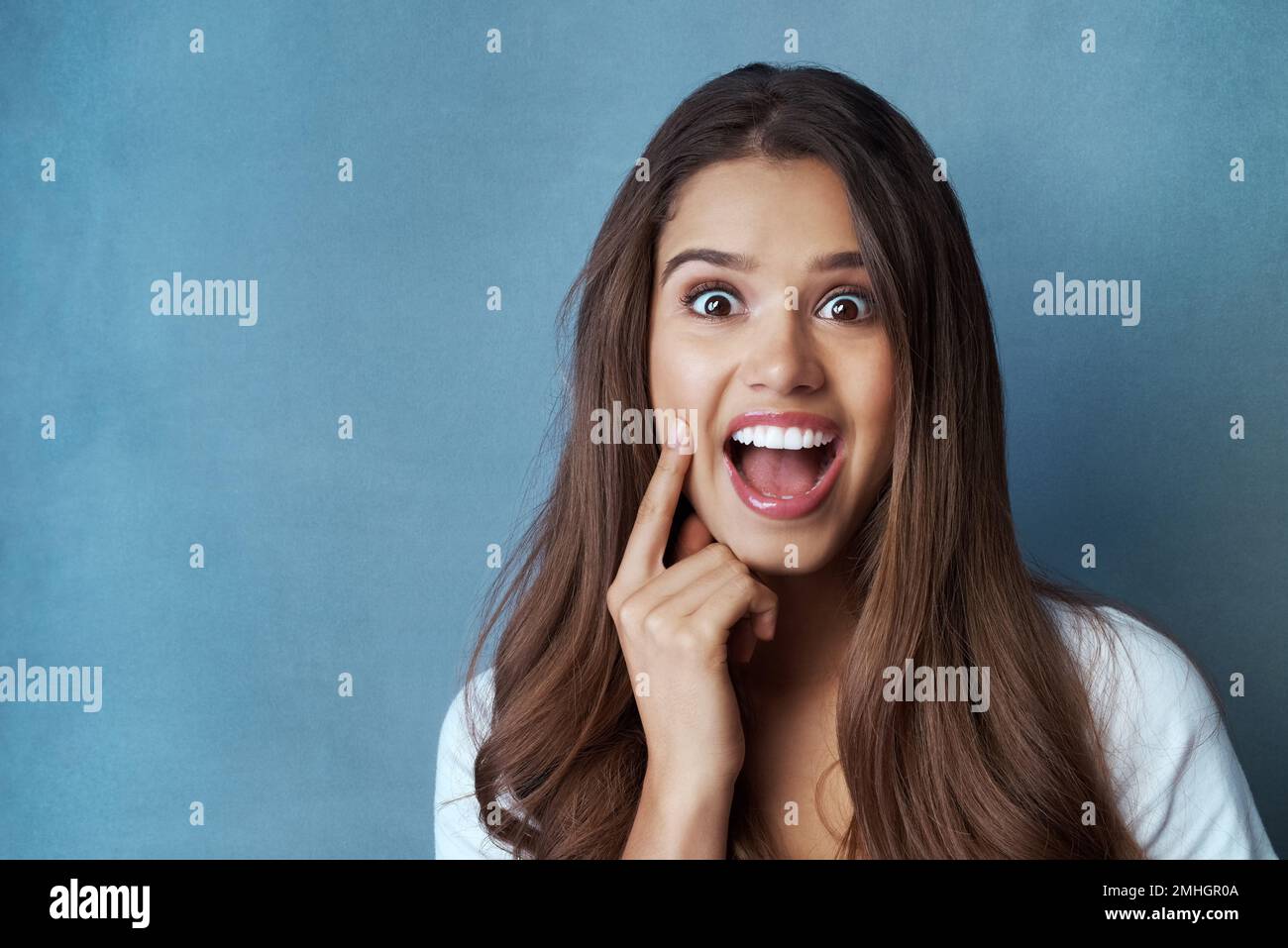Shot happy surprised woman hi-res stock photography and images - Alamy