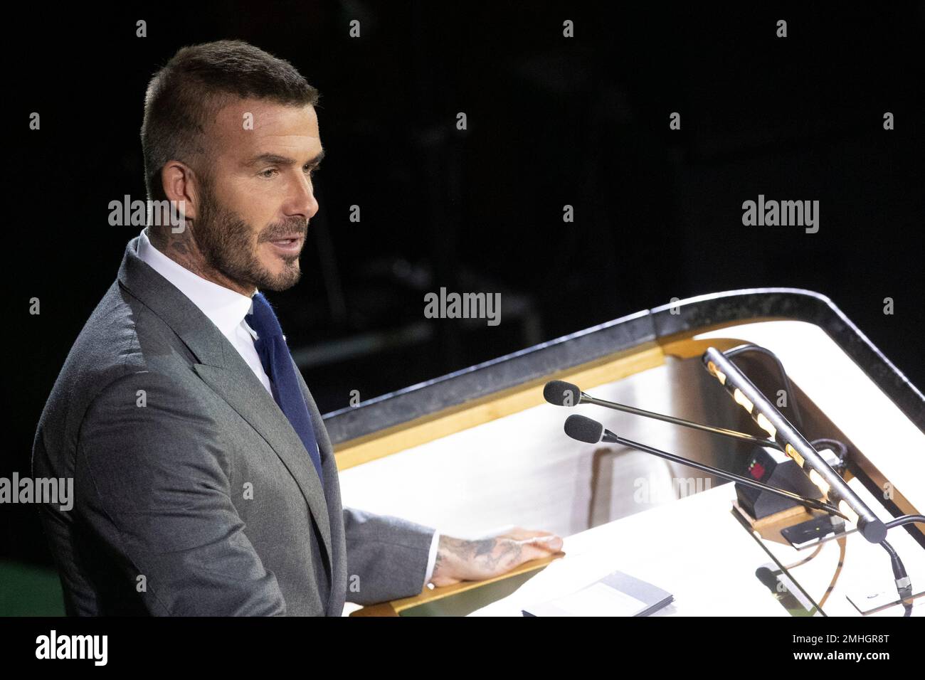 UNICEF Goodwill Ambassador David Beckham addresses a High-level meeting ...