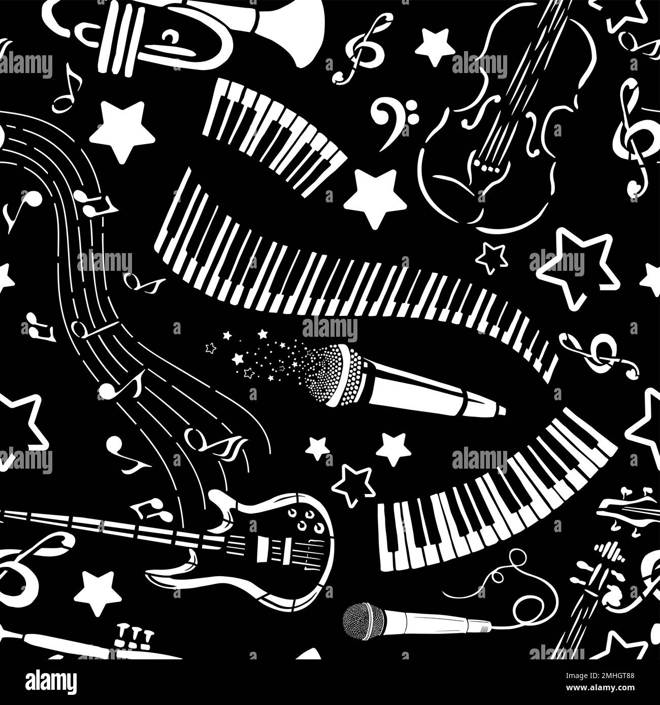 Seamless pattern music and notes. Vector illustration Stock Vector ...