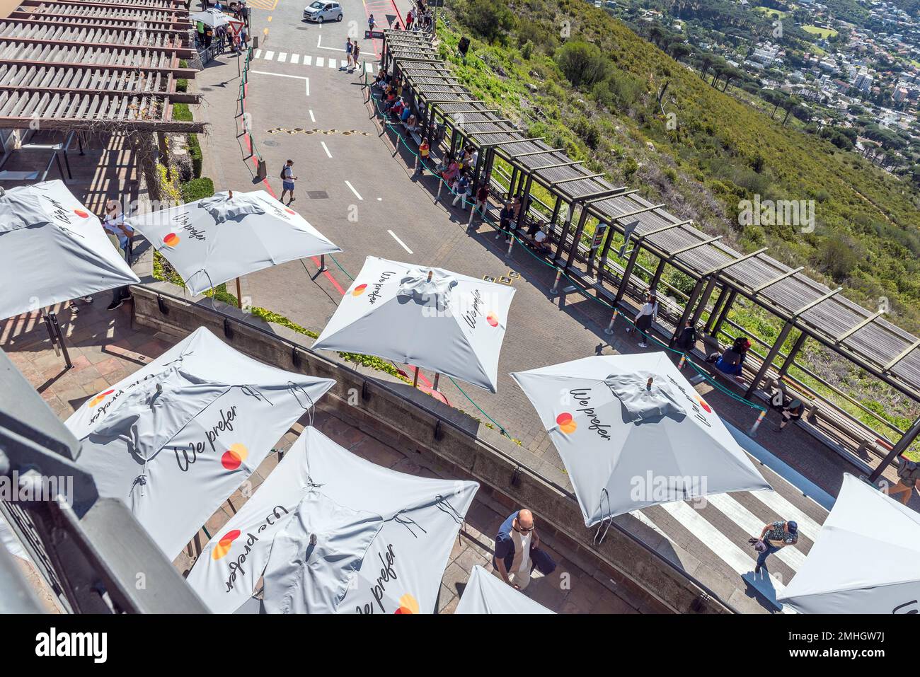 Cape Town, South Africa - Sep 14, 2022: Umbrellas seen from above at ...