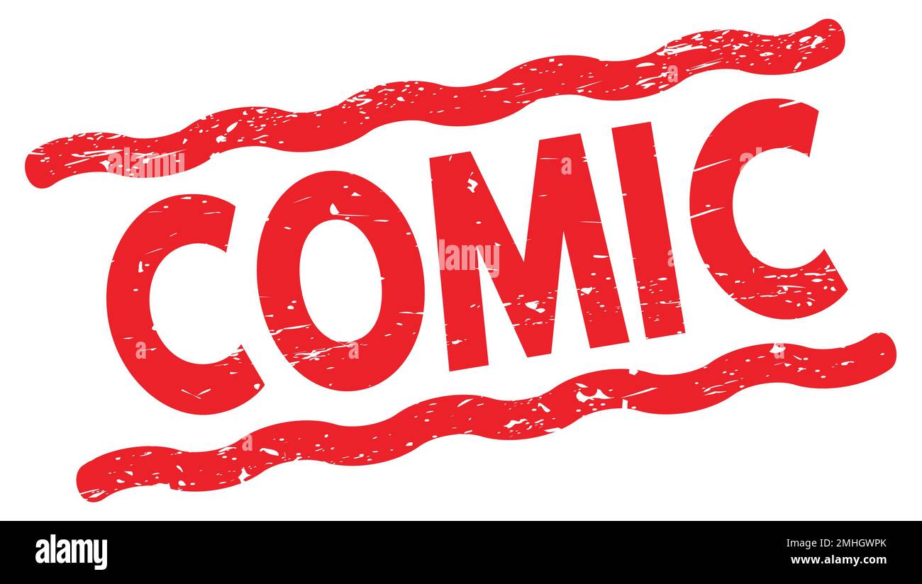 COMIC text written on red lines stamp sign Stock Photo - Alamy