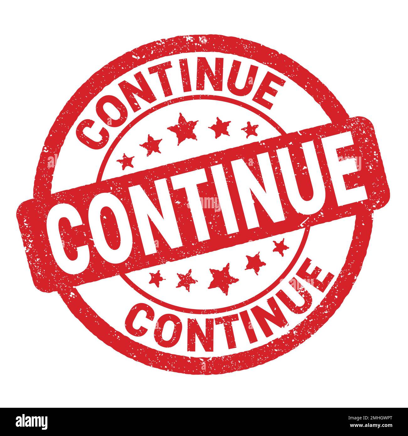 CONTINUE text written on red grungy stamp sign Stock Photo - Alamy