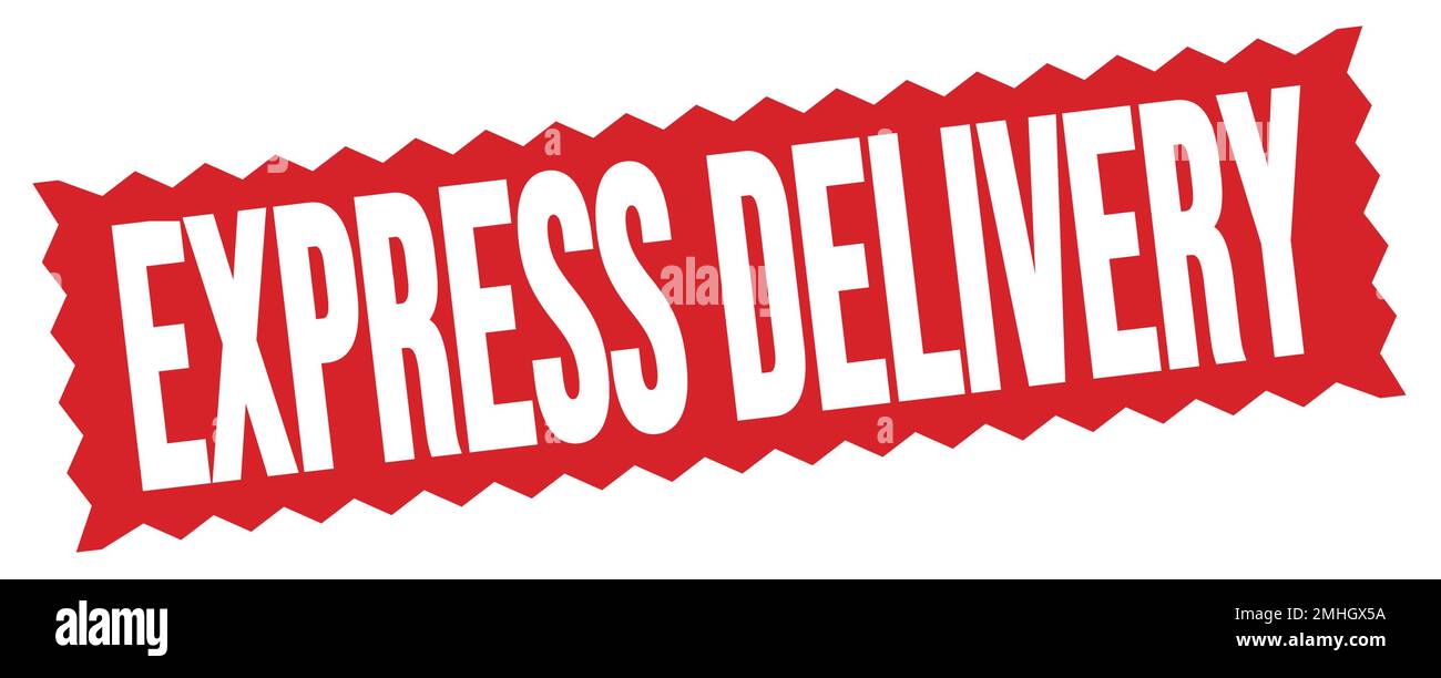 EXPRESS DELIVERY text written on red zig-zag stamp sign Stock Photo - Alamy