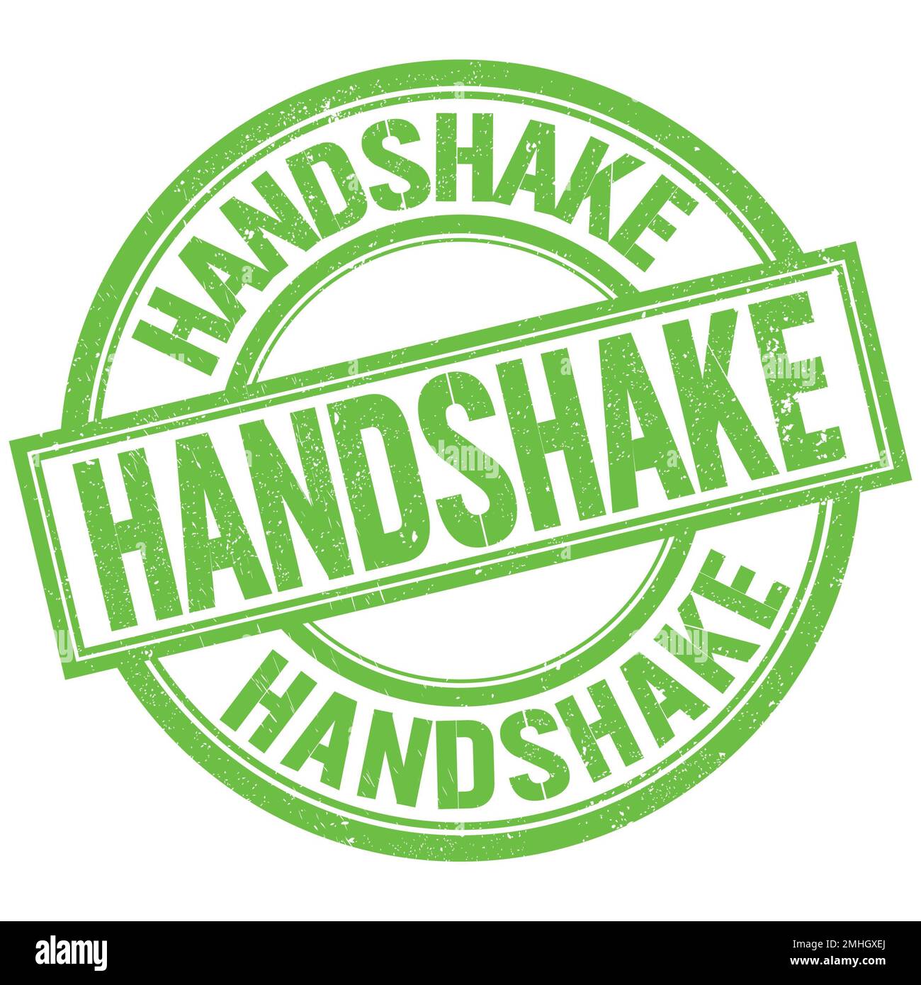 HANDSHAKE text written word on green round stamp sign Stock Photo - Alamy