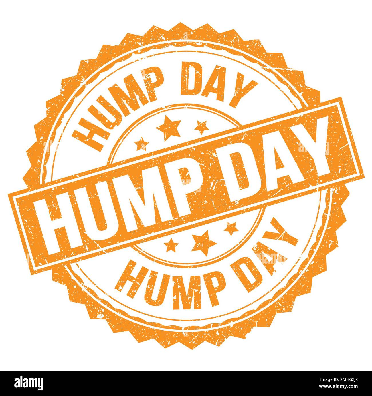 HUMP DAY text written on orange round stamp sign Stock Photo - Alamy