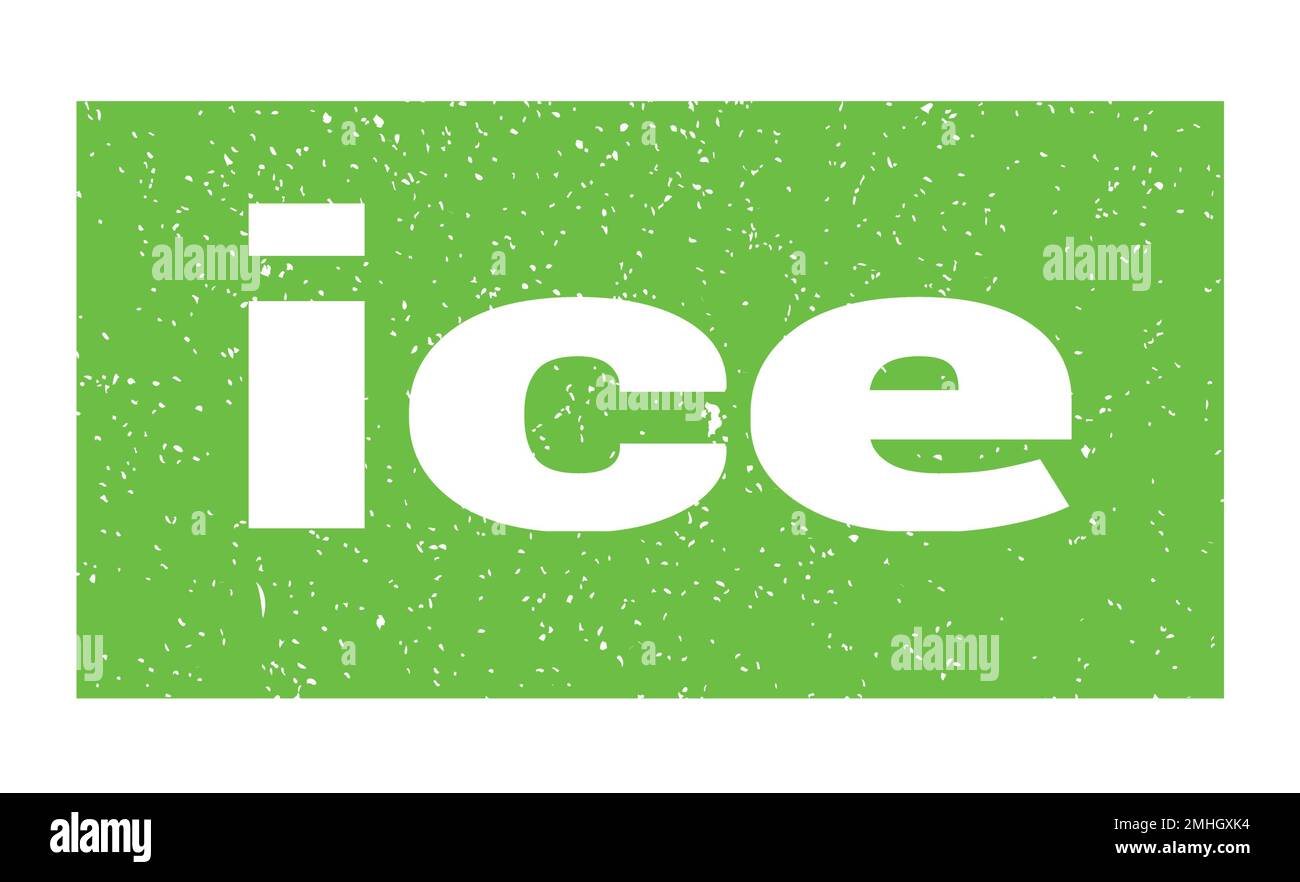 ice text written on green grungy stamp sign Stock Photo - Alamy