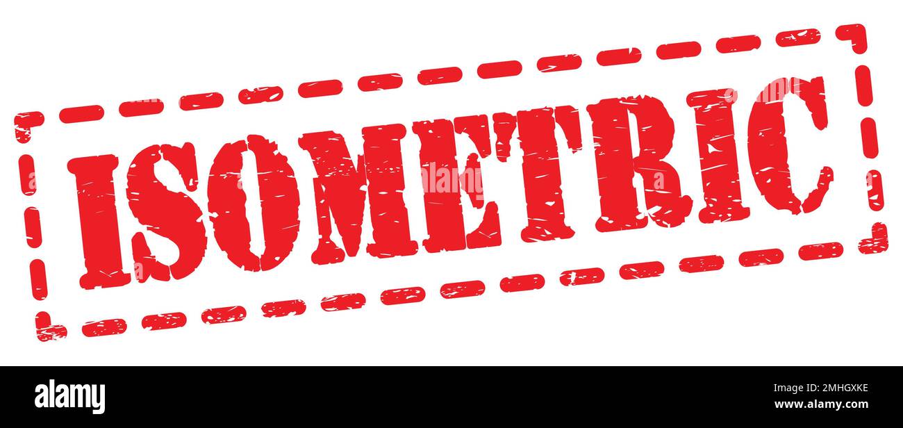 ISOMETRIC text written on red dash stamp sign Stock Photo - Alamy