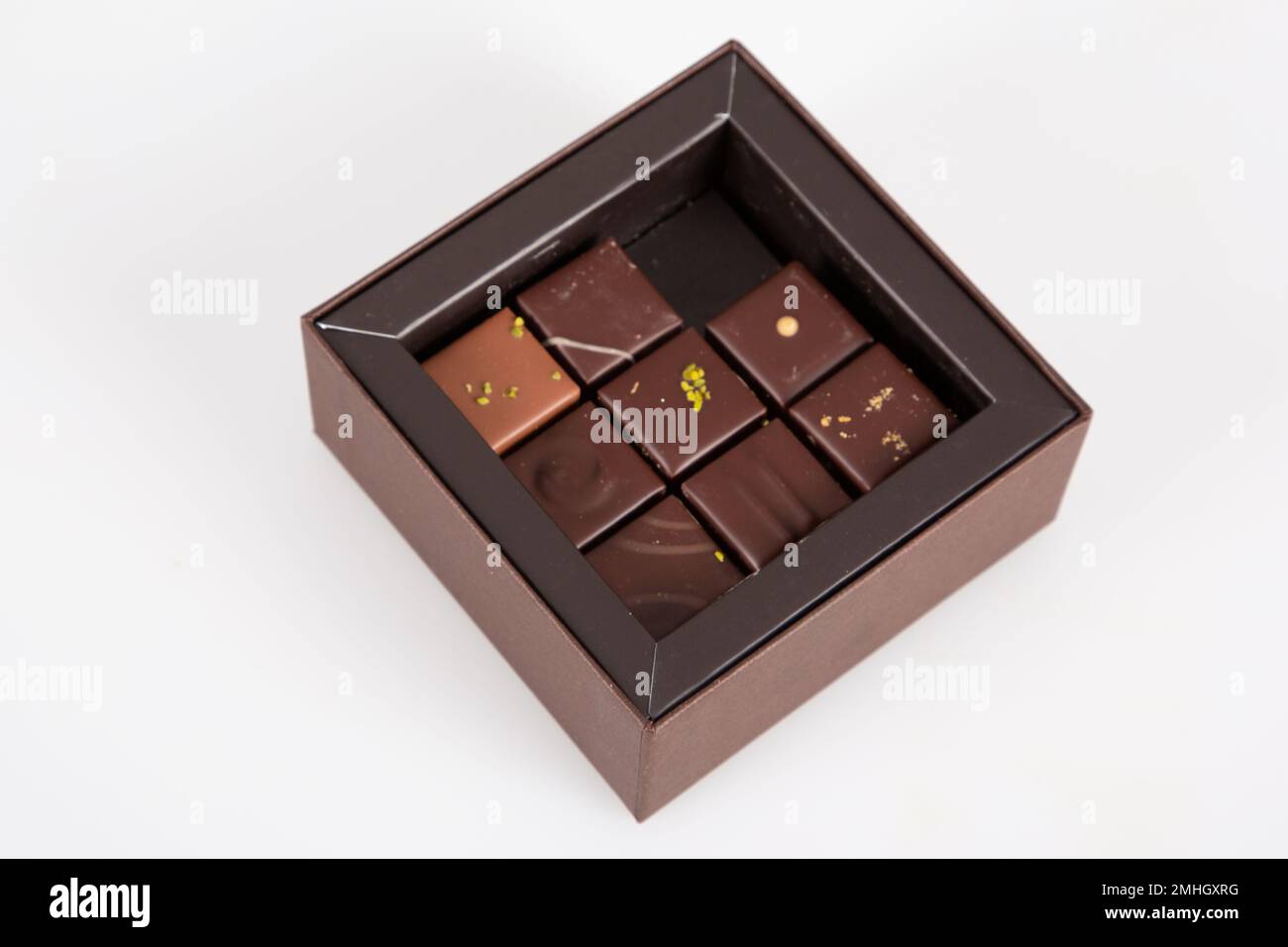 Assortment of fine chocolate candies in small gift box Stock Photo - Alamy