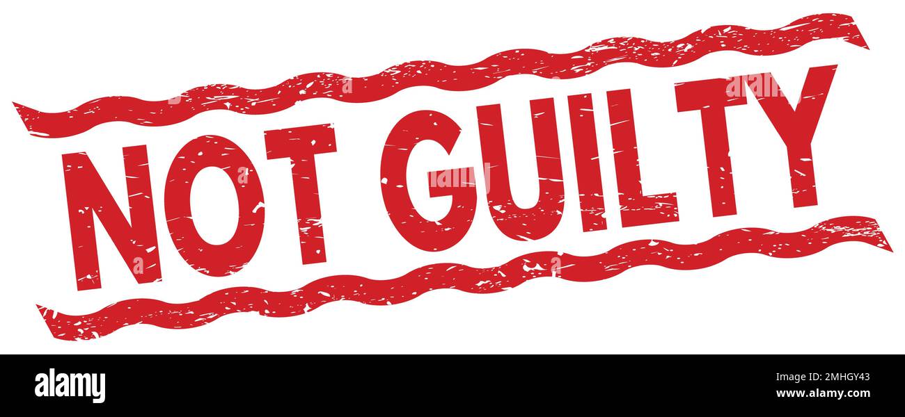 NOT GUILTY text written on red lines stamp sign Stock Photo - Alamy