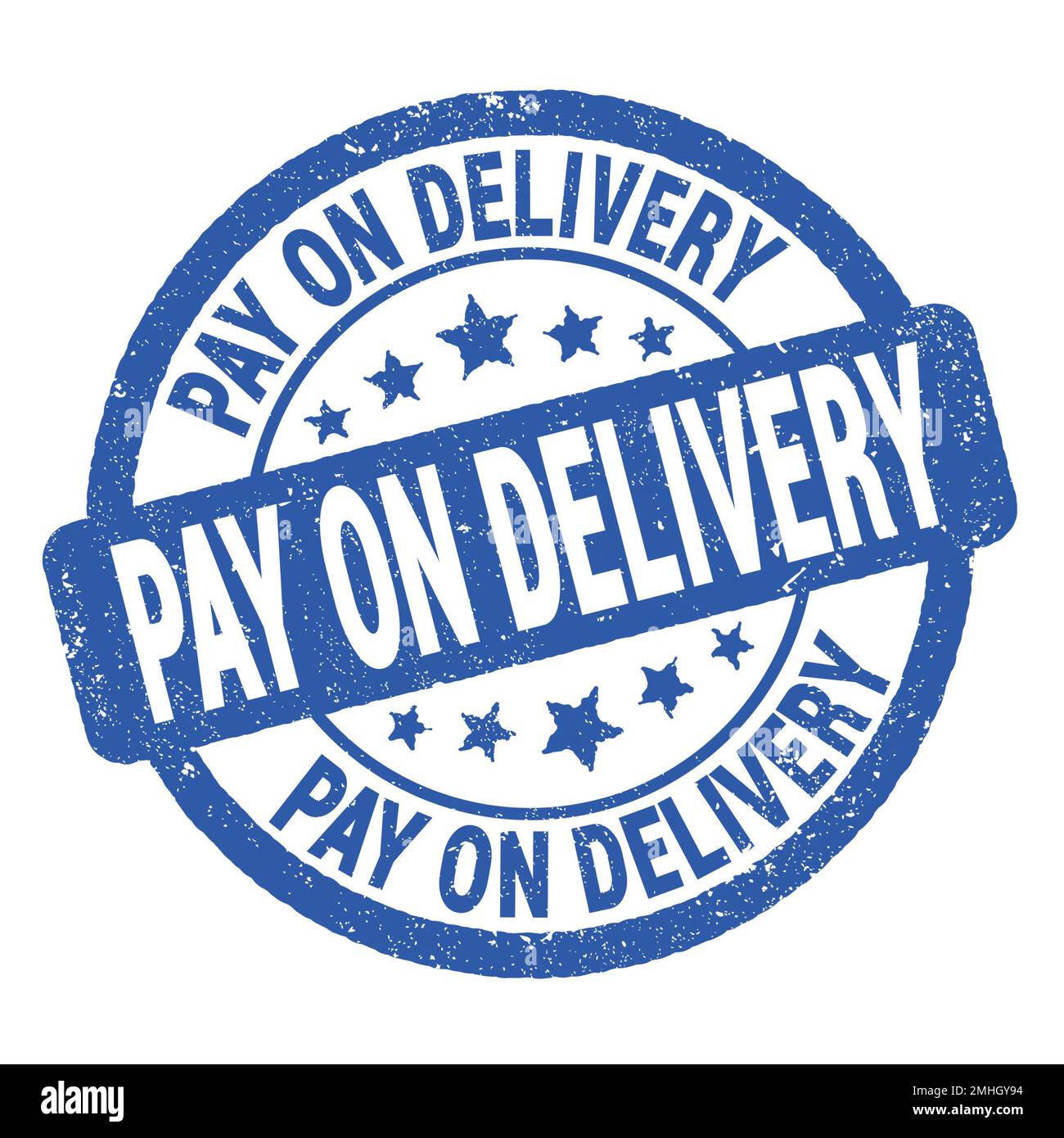 PAY ON DELIVERY text written on blue grungy stamp sign Stock Photo - Alamy