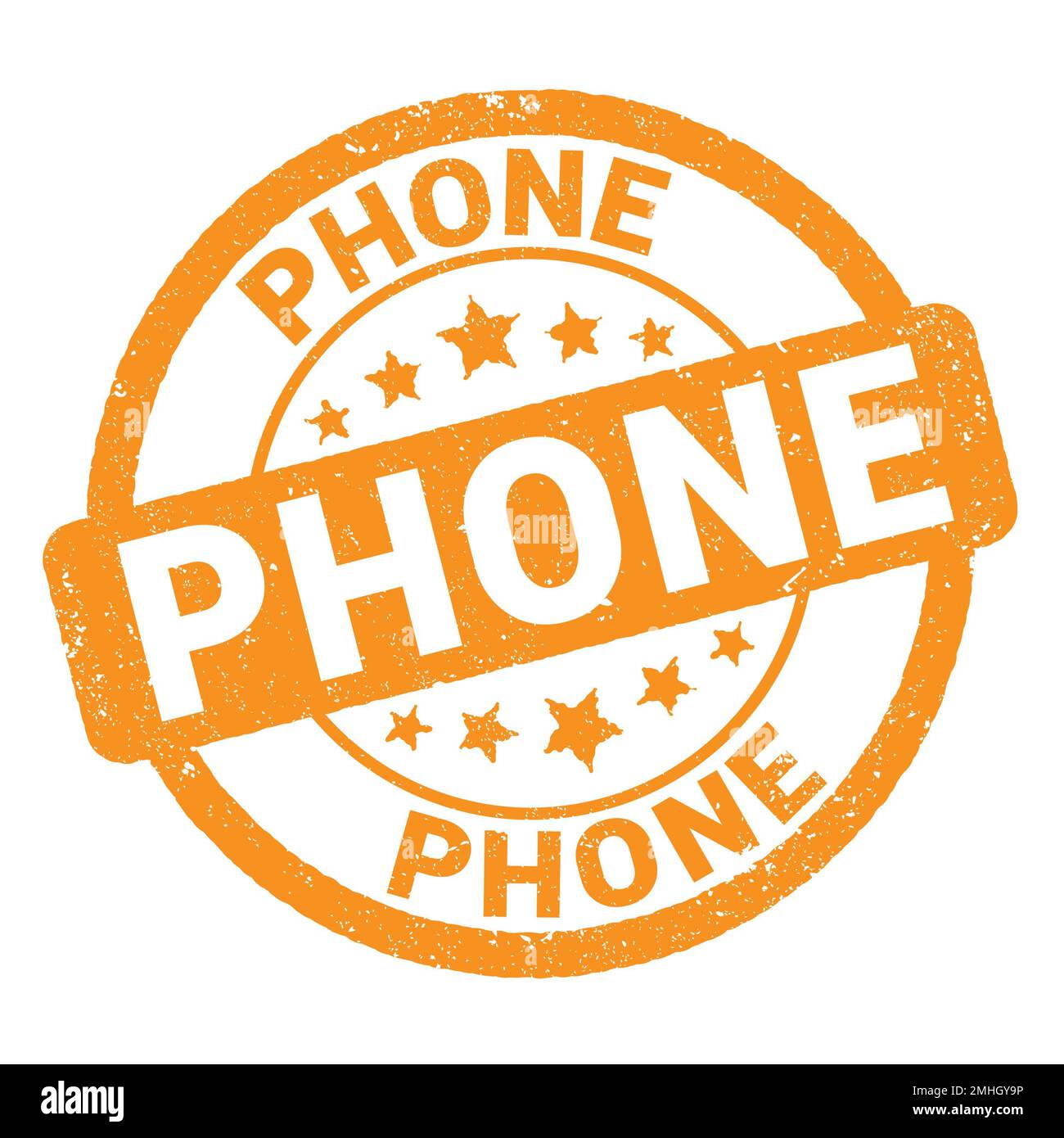 PHONE text written on orange grungy stamp sign Stock Photo - Alamy