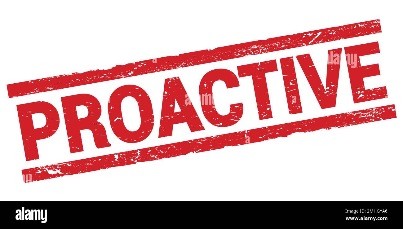 PROACTIVE text written on red rectangle stamp sign Stock Photo - Alamy