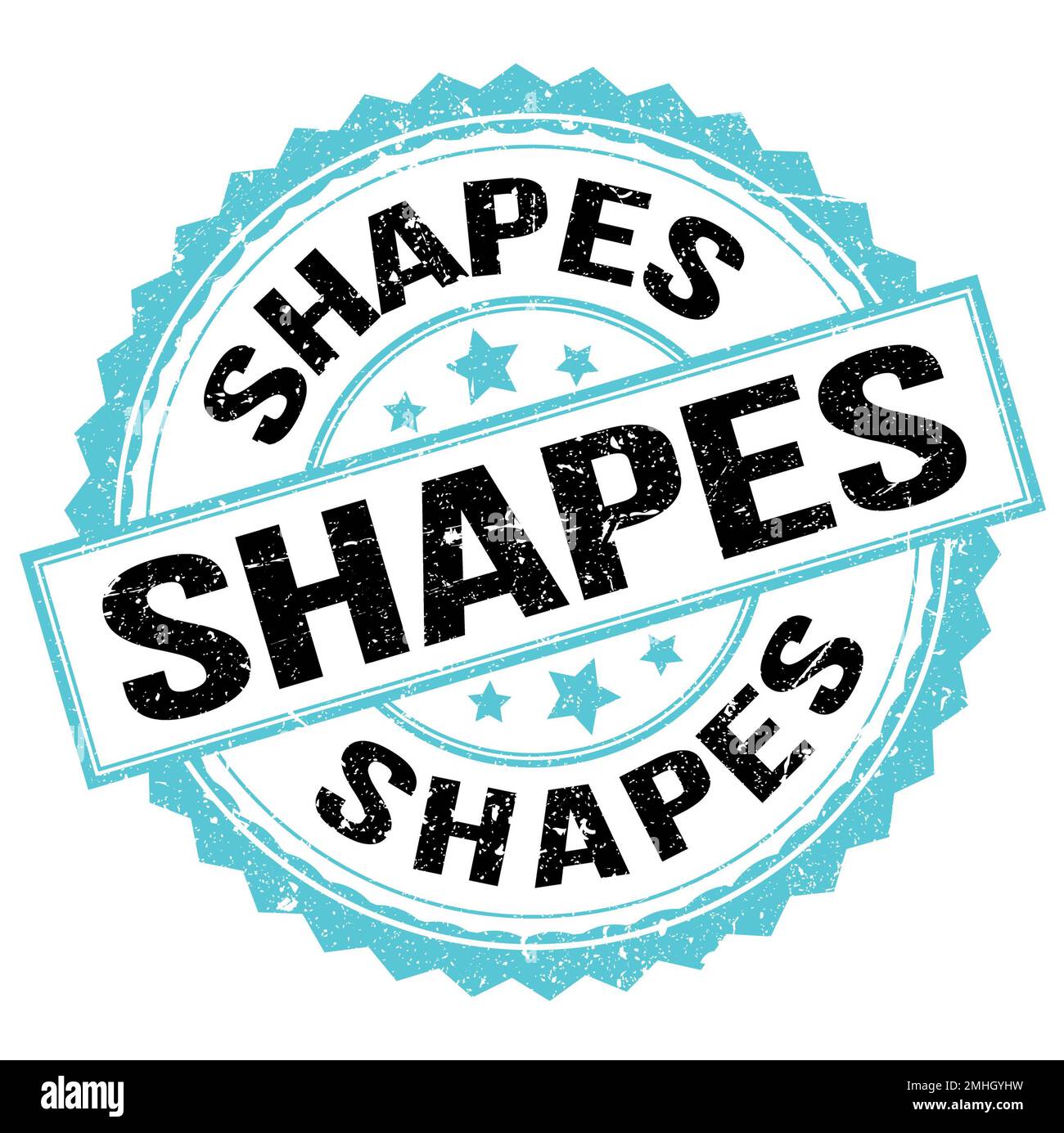 SHAPES text written on blue-black round stamp sign Stock Photo - Alamy