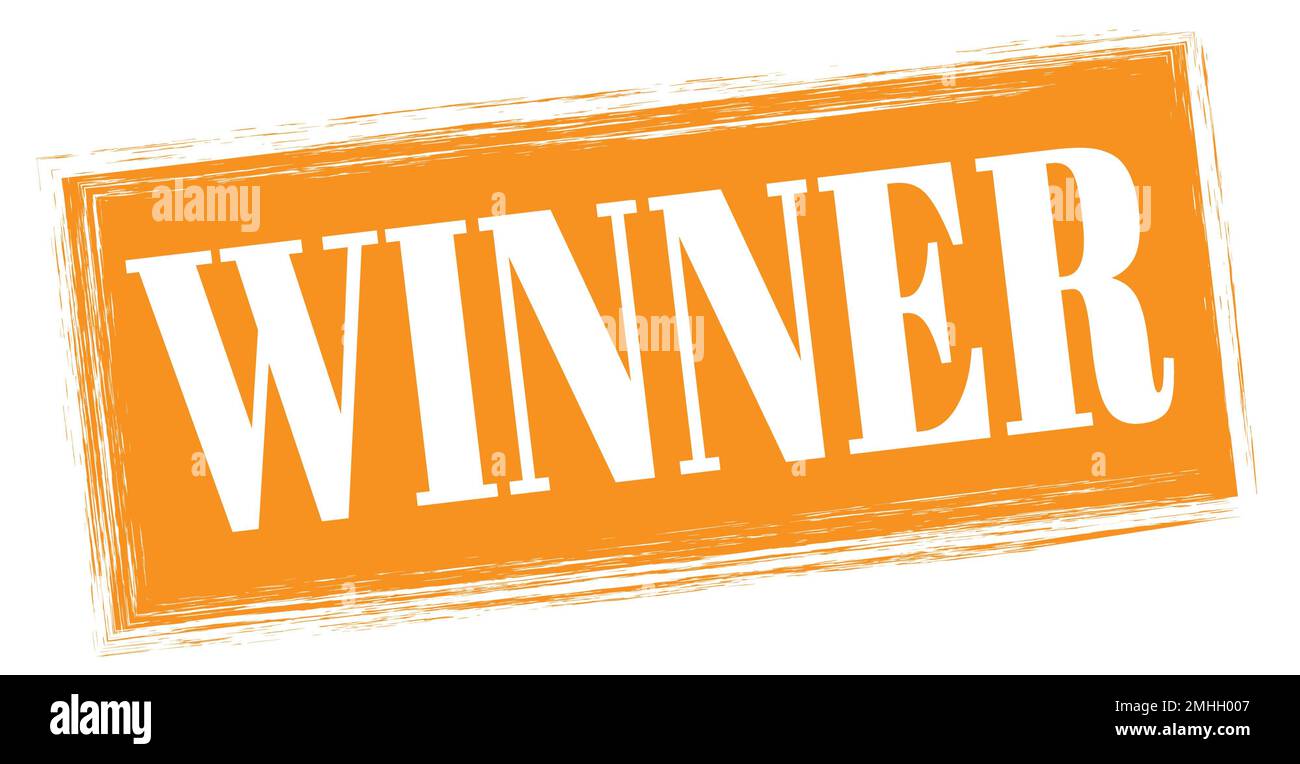 WINNER text written on orange rectangle stamp sign Stock Photo - Alamy