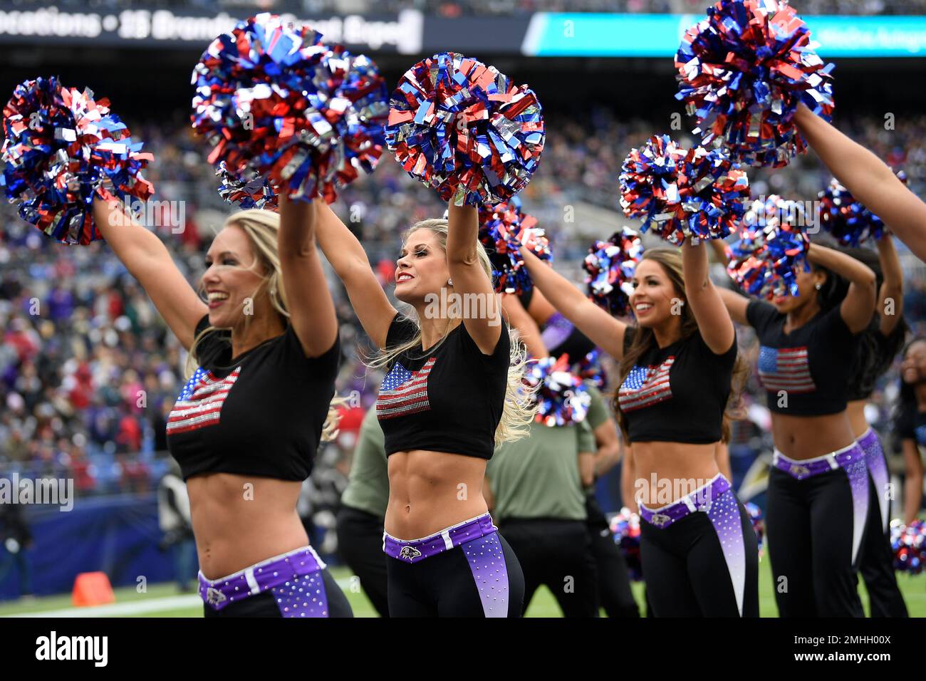 The Baltimore Ravens cheerleaders perform during the first half of an ...