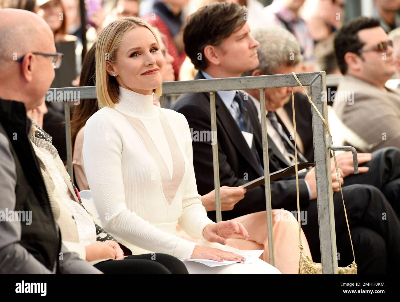 Actress Kristen Bell looks on during a ceremony to award her and fellow ...