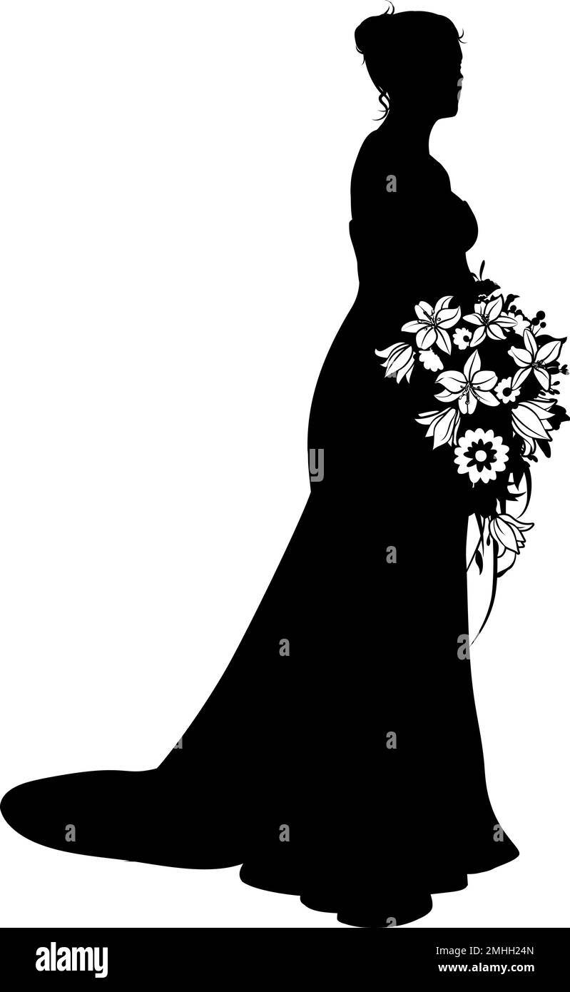 Bride Bridal Wedding Dress Silhouette Woman Design Stock Vector Image ...