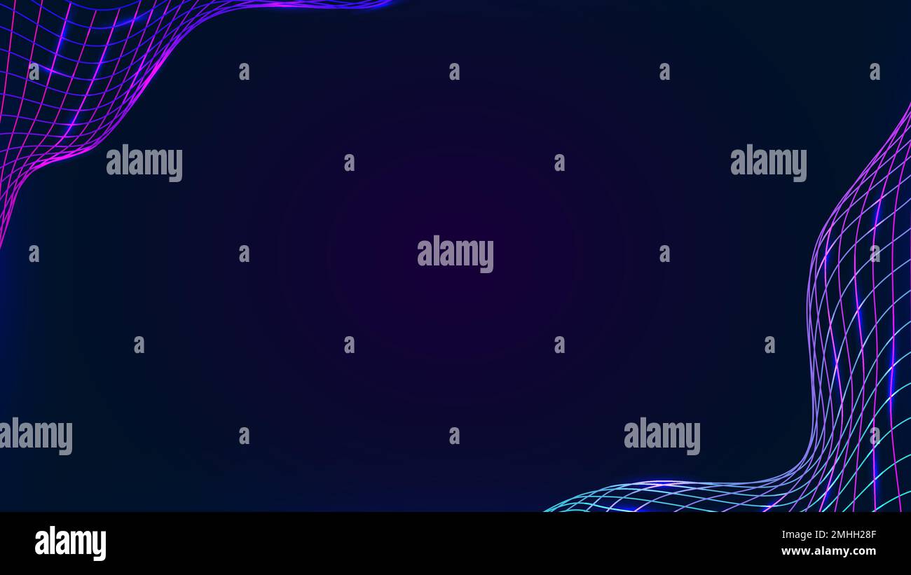 Neon synthwave border on a dark purple blog banner template vector ...