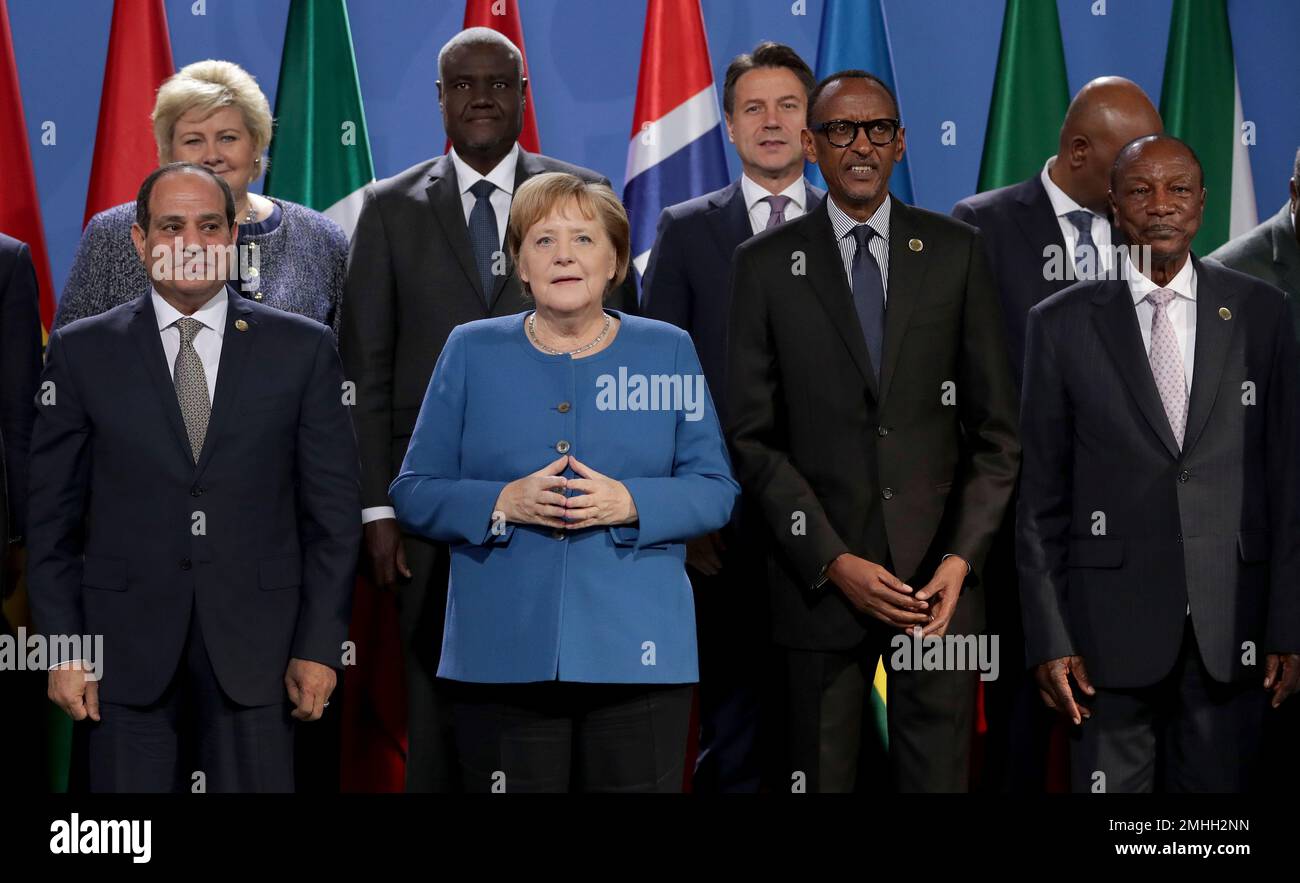 Front from left, Egypt's President Abdel Fattah al-Sisi, German ...