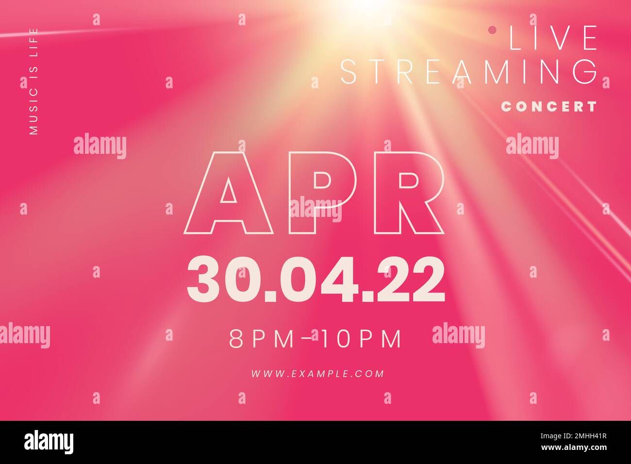 Editable pink banner template vector with light effect for live ...