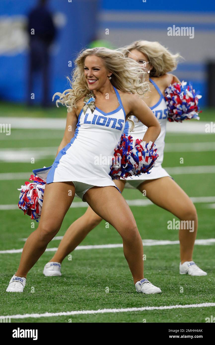 Detroit Lions cheerleaders perform during an NFL football game between ...