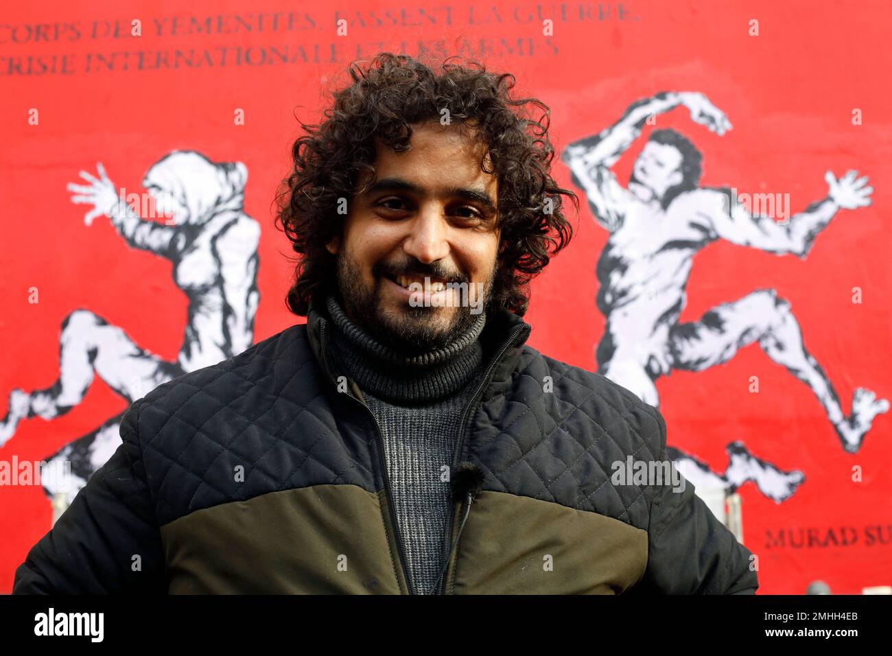 Yemen's street artist Murad Subay poses for a picture after unveiling a ...