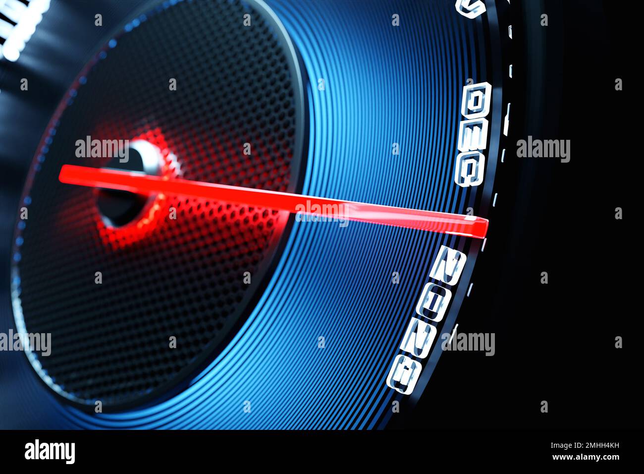 3D illustration of the dashboard of the car is illuminated by black ...