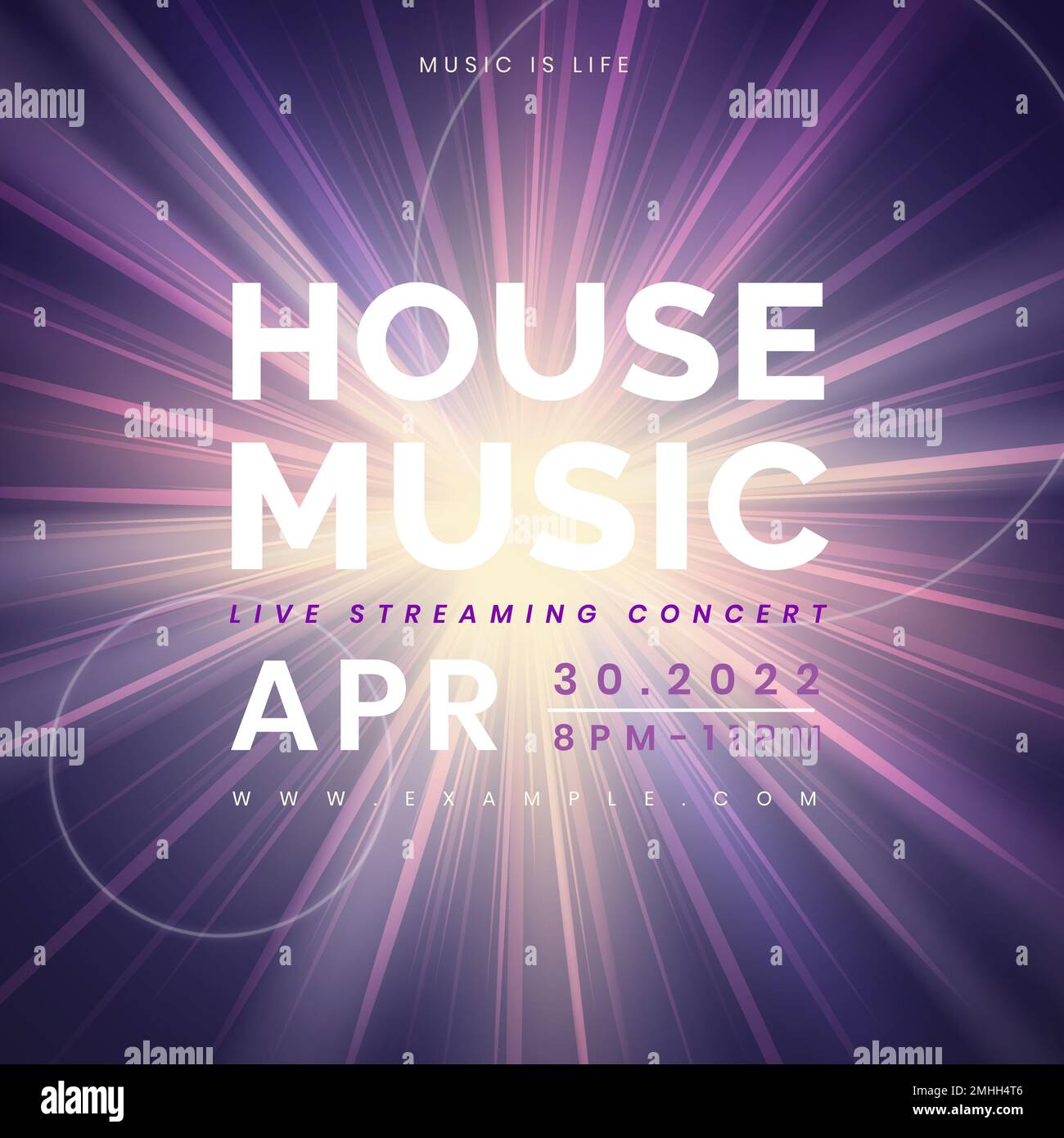 Editable social media template vector for live streaming concert in the ...