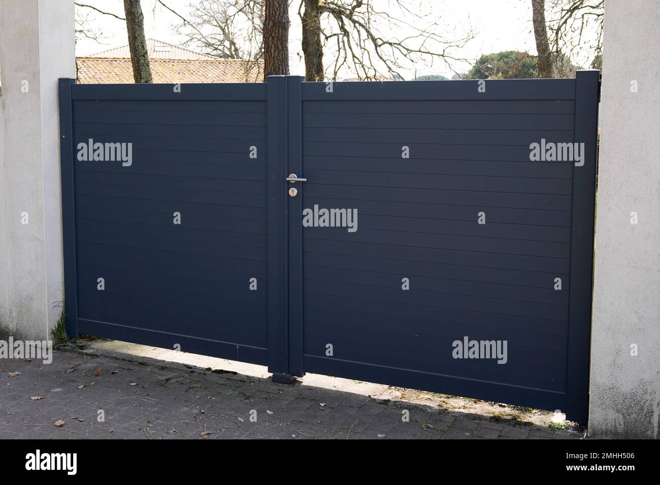 high design grey aluminum home gate portal of suburbs house city Stock ...