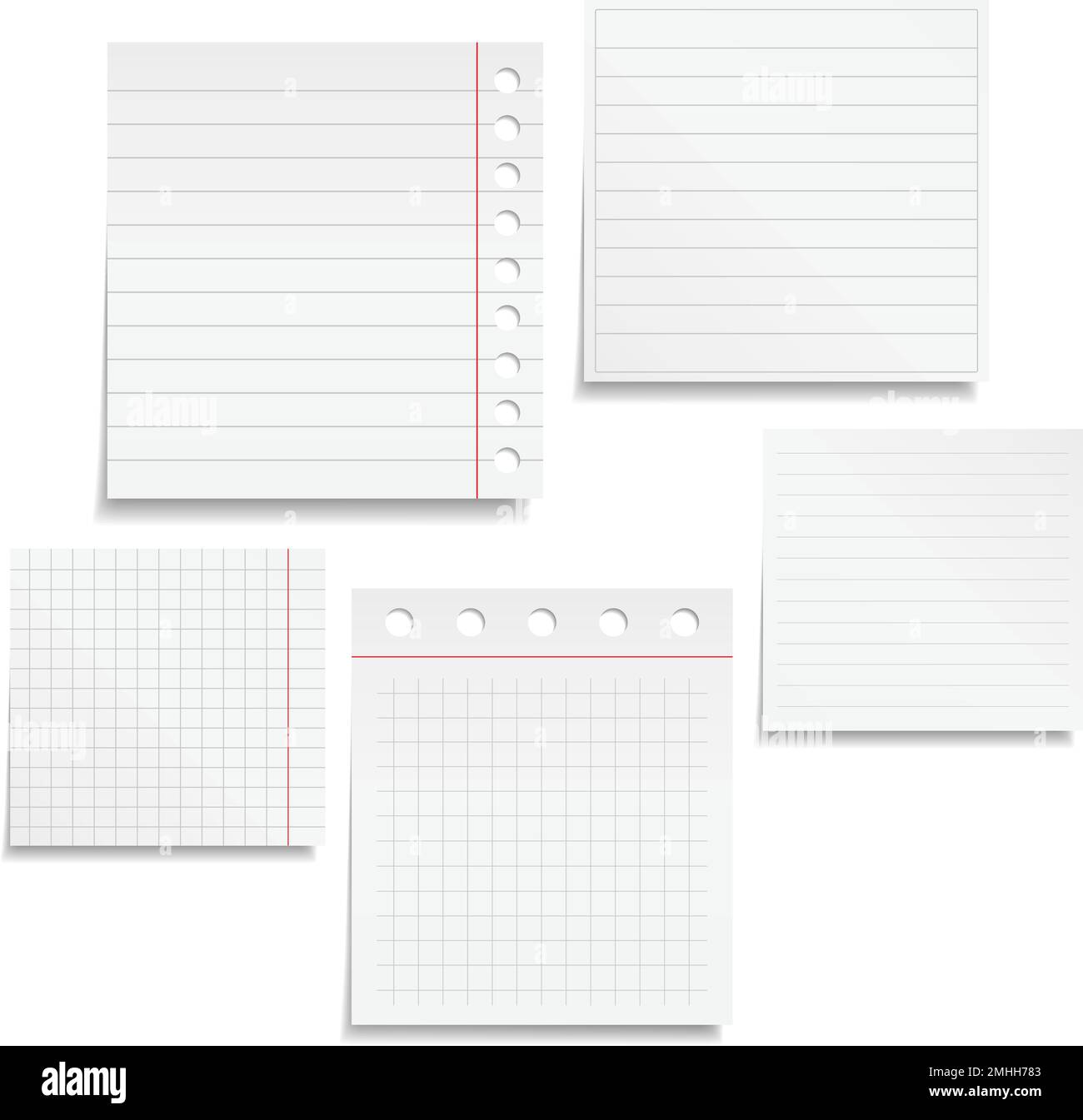 Set of different notebook paper, vector eps10 illustration Stock Vector ...