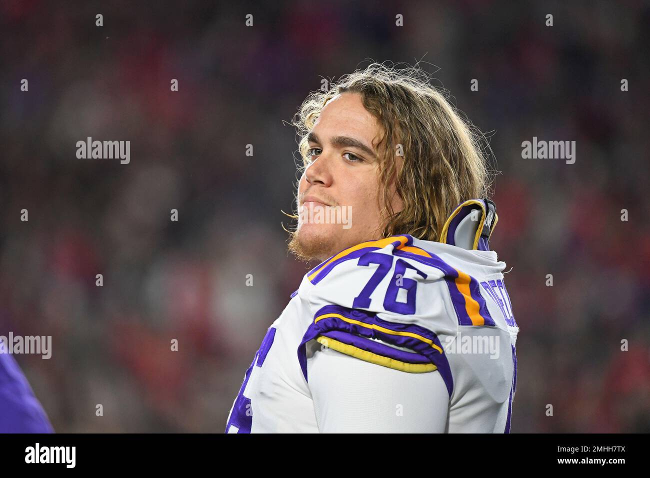 LSU offensive lineman Austin Deculus watches on during the first half ...