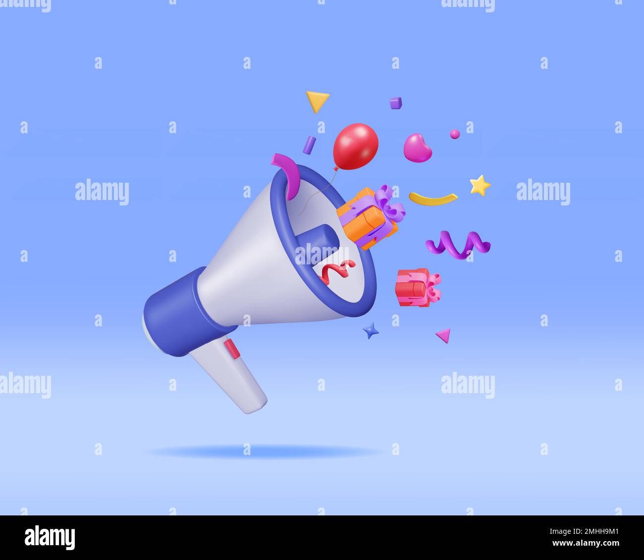 3D Megaphone with Colorful Confetti Stock Vector Image & Art - Alamy