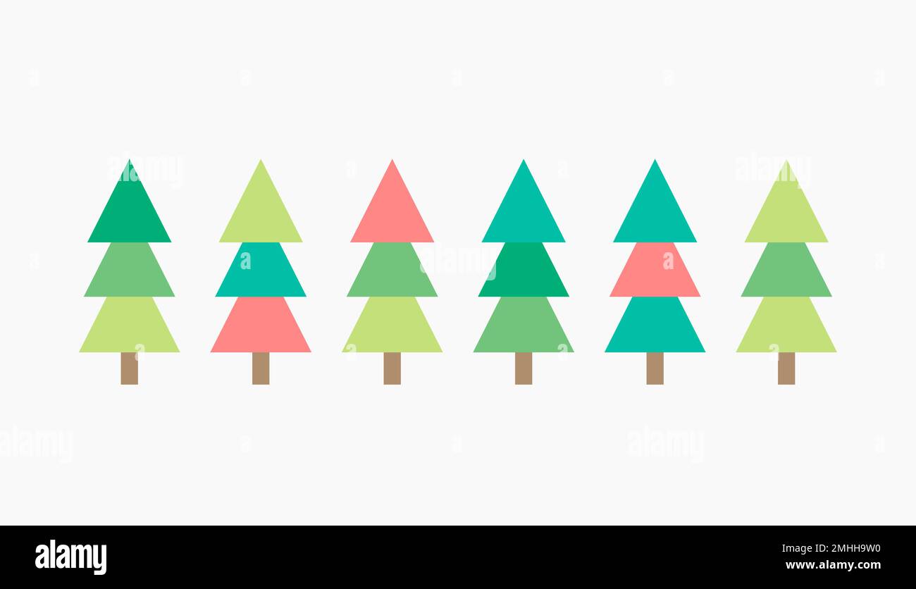 Cute Christmas trees pastel colors set. Vector illustration Stock ...